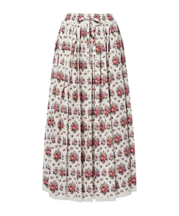 Dolce & Gabbana Floral Lace-trimmed Cotton Midi Skirt - Multicolor