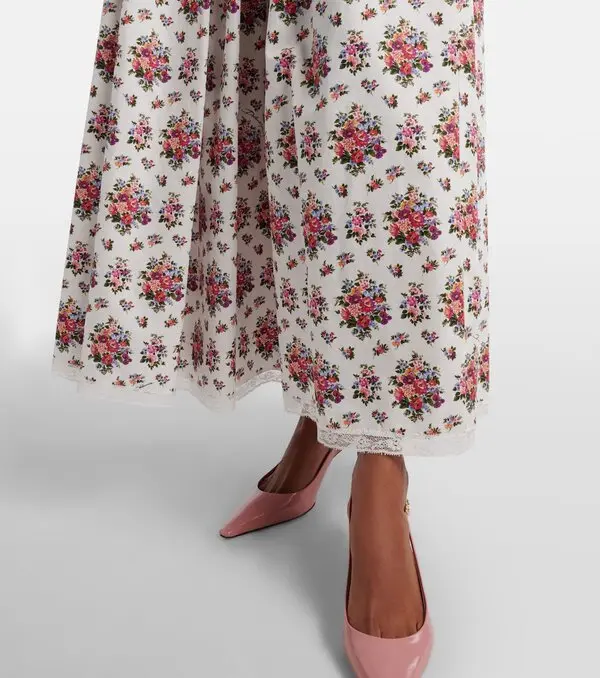 Dolce & Gabbana Floral Lace-trimmed Cotton Midi Skirt