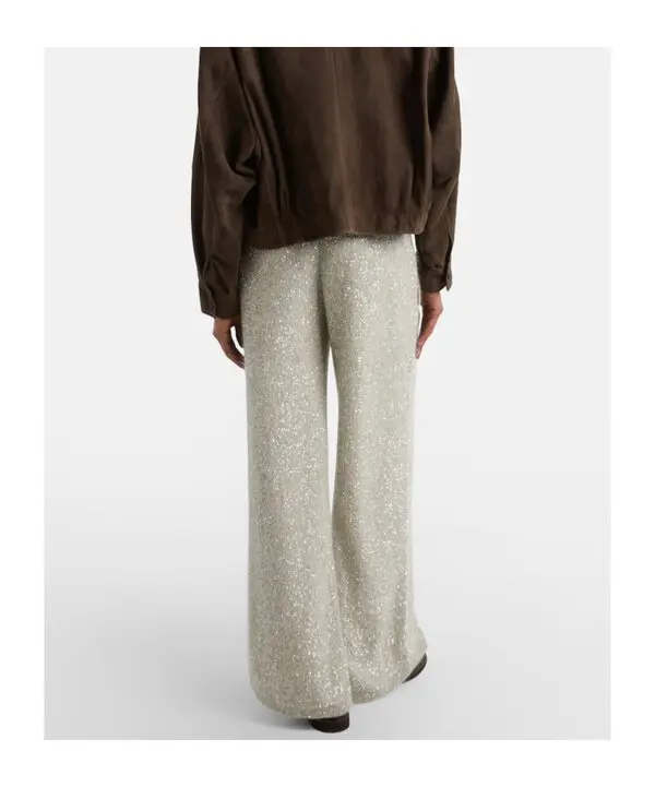 Brunello Cucinelli Sequined Wide-leg Pants