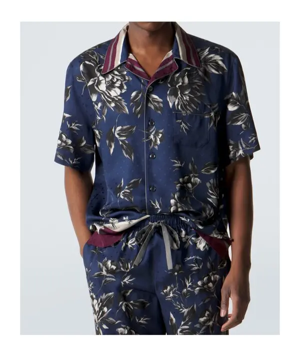 Dolce & Gabbana Printed Silk Bowling Shirt