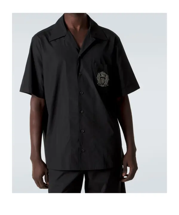 Dolce & Gabbana Logo Cotton Poplin Bowling Shirt