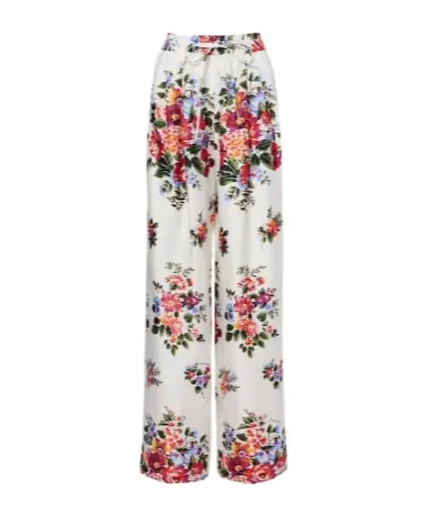 Dolce & Gabbana Floral Silk Wide-leg Pants