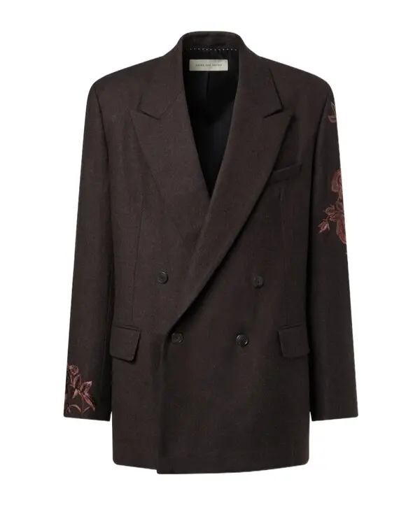 Dries Van Noten Floral Double-breasted Wool Blazer