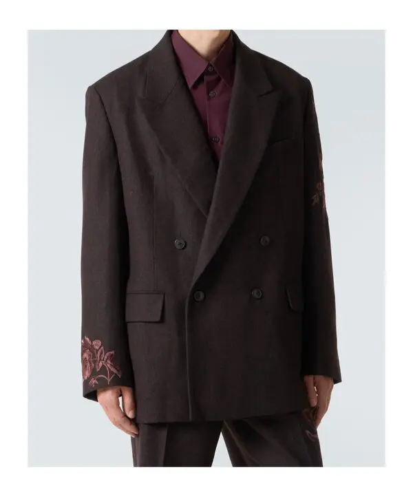 Dries Van Noten Floral Double-breasted Wool Blazer
