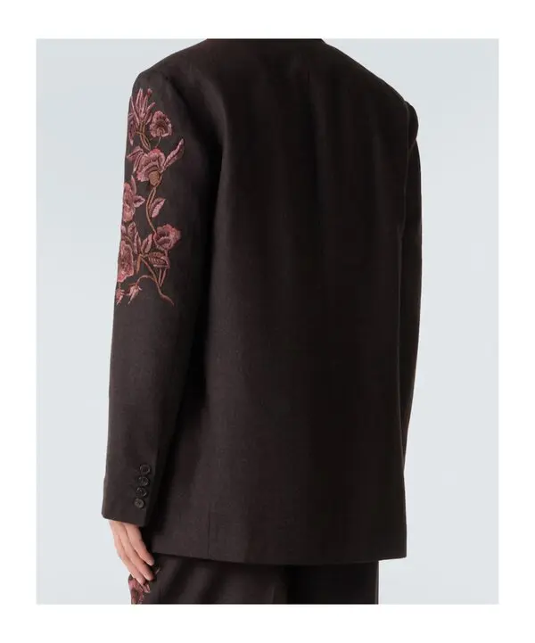 Dries Van Noten Floral Double-breasted Wool Blazer