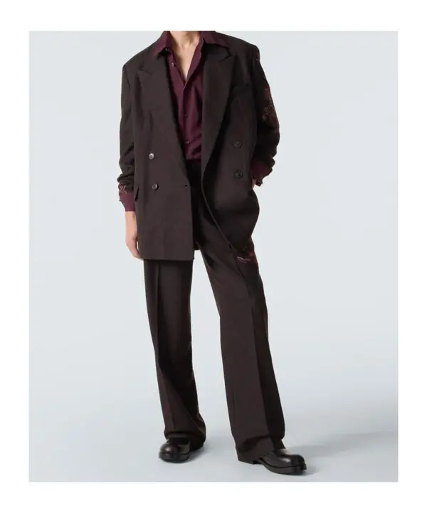 Dries Van Noten Floral Double-breasted Wool Blazer