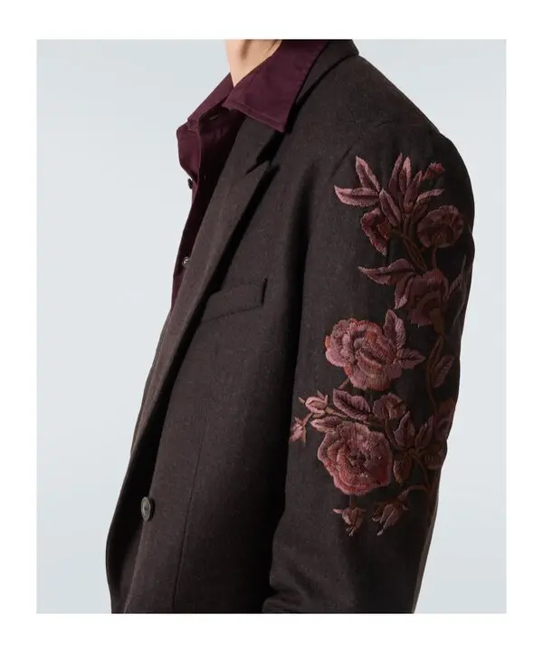 Dries Van Noten Floral Double-breasted Wool Blazer