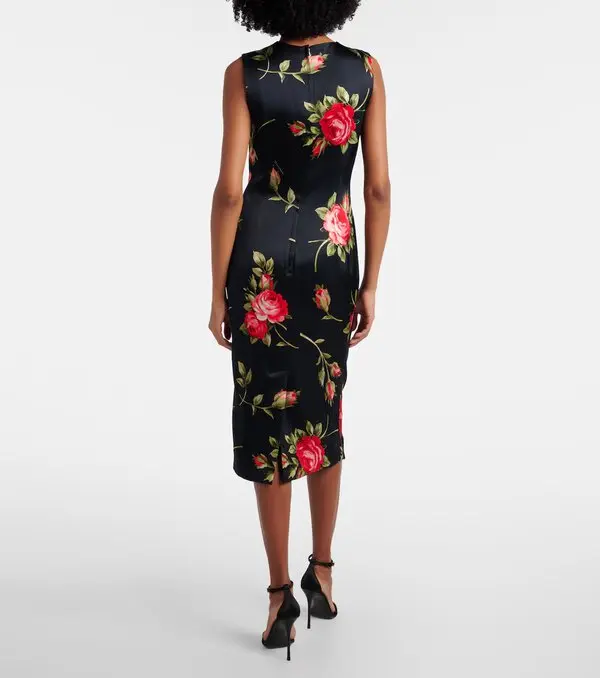 Dolce & Gabbana Floral Satin Midi Dress