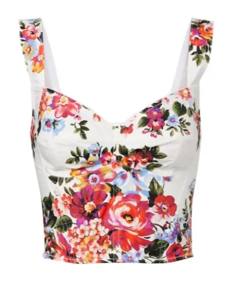 Dolce & Gabbana Floral Cotton-blend Bustier Top - Multicolor