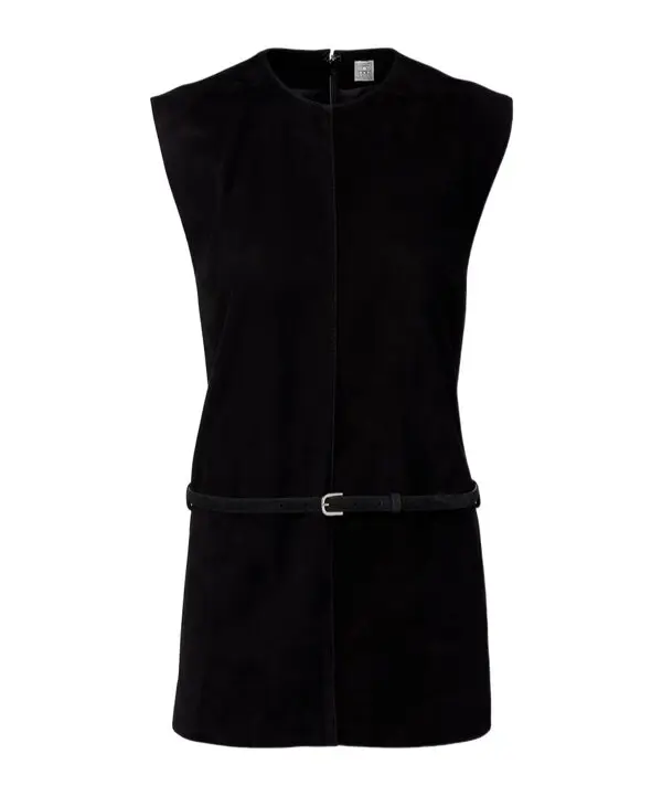 TOTEME Belted Suede Minidress - Black