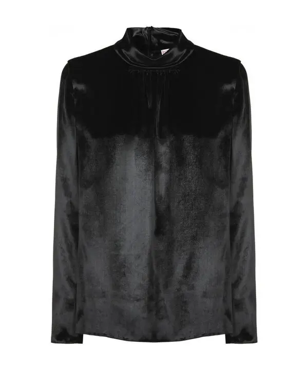 Red Valentino Long Sleeved Velvet Blouse