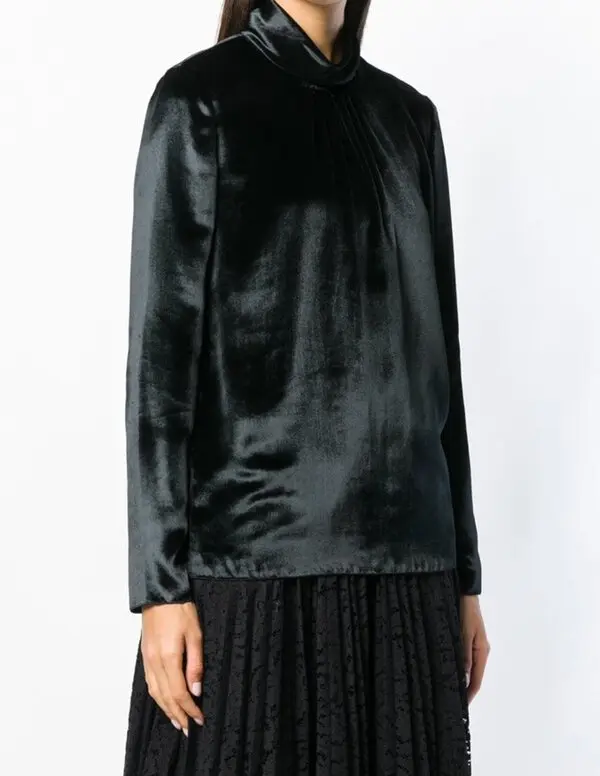 Red Valentino Long Sleeved Velvet Blouse