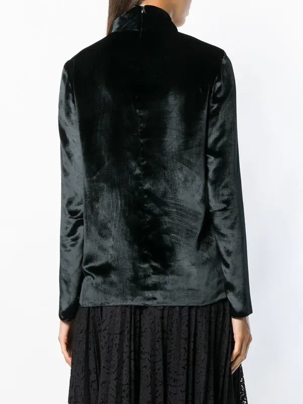 Red Valentino Long Sleeved Velvet Blouse