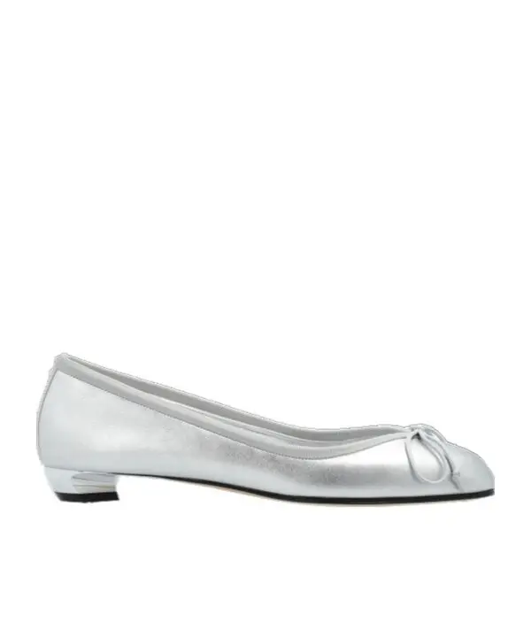 Alexander McQueen Bow-detailed Metallic Flat Shoes