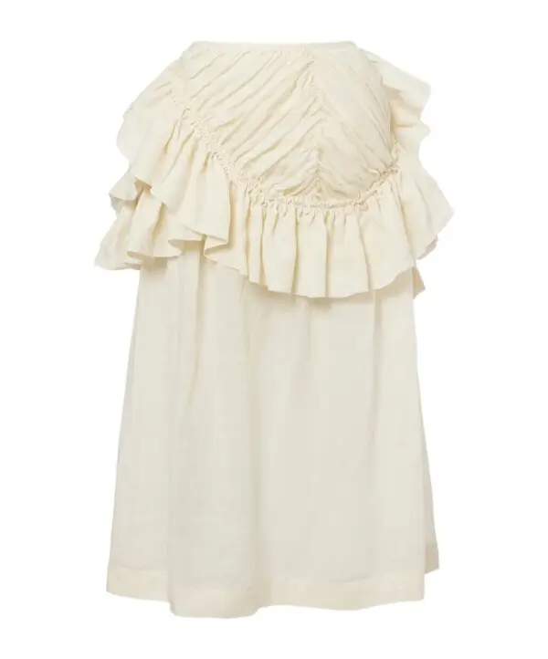 Dries Van Noten Ruffled Ramie Midi Skirt