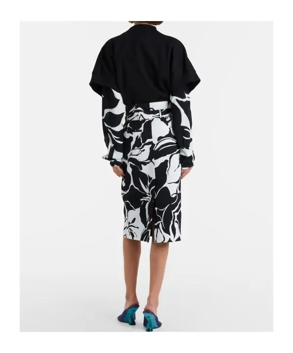 Dries Van Noten Printed Cotton Blend Midi Skirt