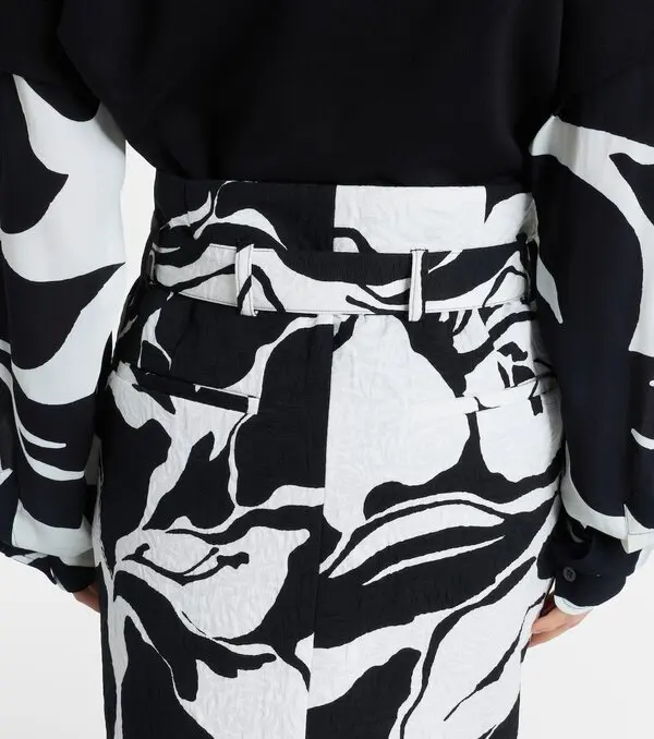 Dries Van Noten Printed Cotton Blend Midi Skirt