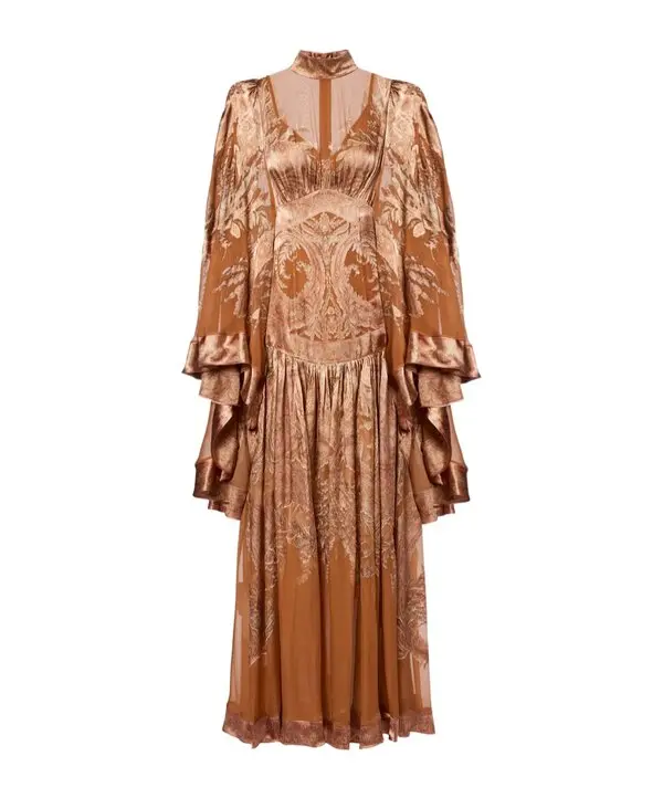 Zimmermann Memento Burnout Paisley Semi-sheer Gown - Brown