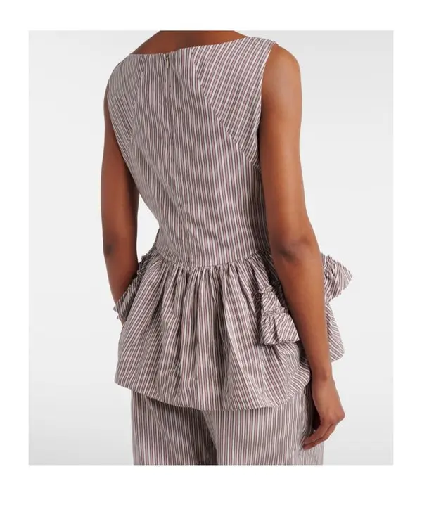 Dries Van Noten Striped Ruffled Cotton And Silk Top