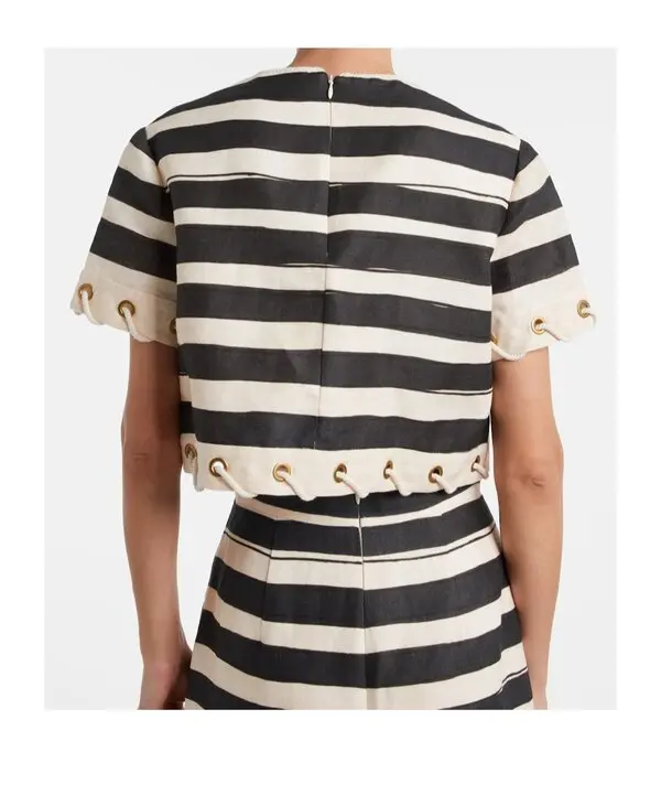 Zimmermann Rebellion Striped Linen Crop Top