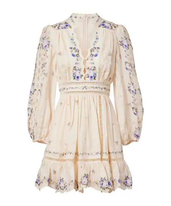 Zimmermann Patience Floral Linen Minidress