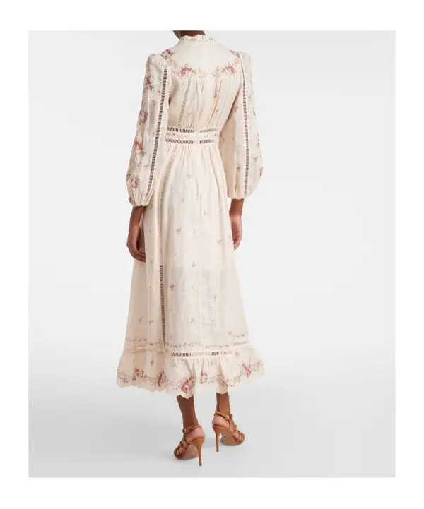 Zimmermann Patience Floral Linen Midi Dress