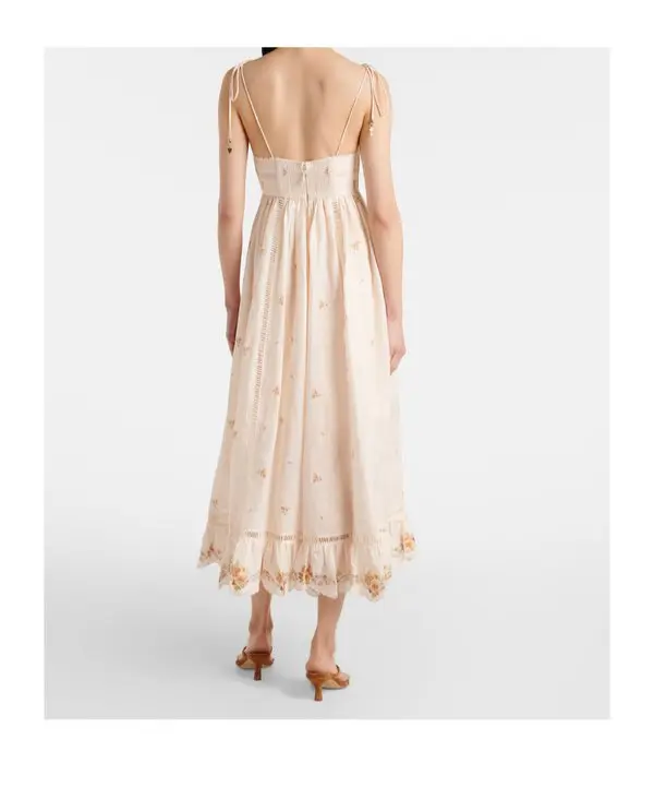 Zimmermann Patience Floral Linen Midi Dress