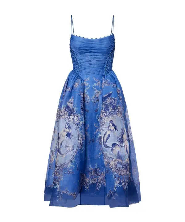 Zimmermann Rebellion Linen And Silk Bustier Dress