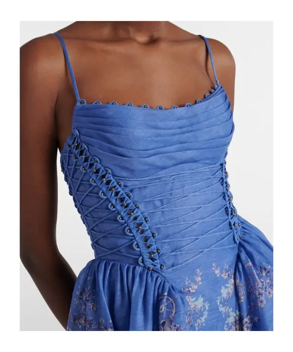 Zimmermann Rebellion Linen And Silk Bustier Dress