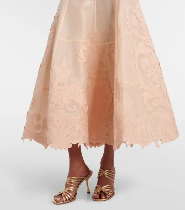 Zimmermann Rebellion Filigree Embroidered Midi Skirt