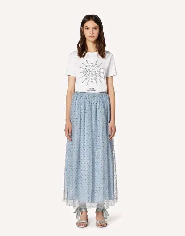 Red Valentino Glitter-embellished Tulle Skirt