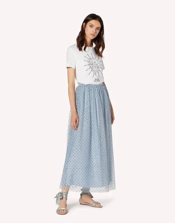 Red Valentino Glitter-embellished Tulle Skirt