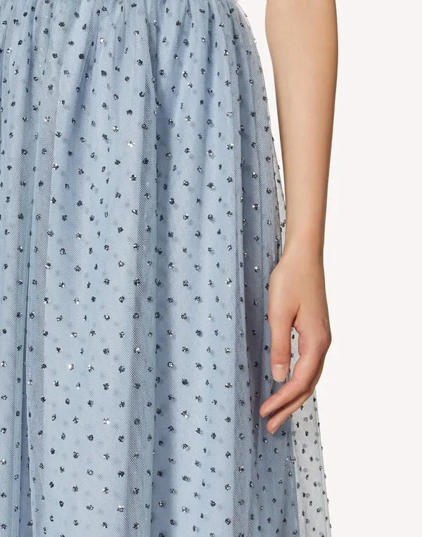 Red Valentino Glitter-embellished Tulle Skirt