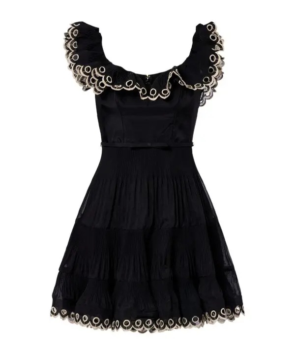 Zimmermann Embroidered Ruffled Minidress