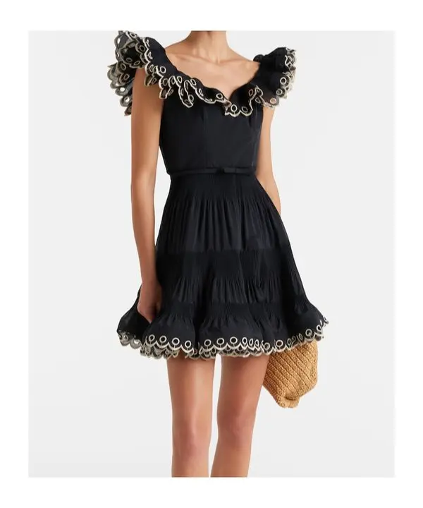 Zimmermann Embroidered Ruffled Minidress