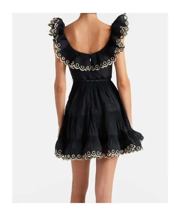 Zimmermann Embroidered Ruffled Minidress