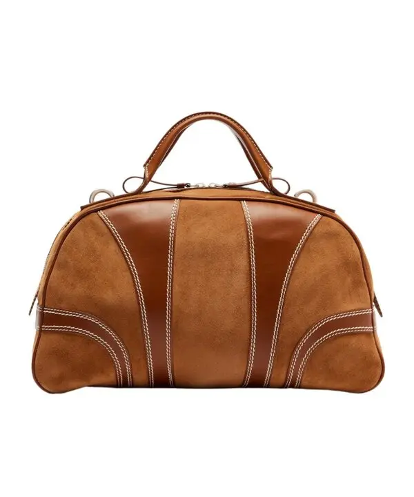 Dries Van Noten Leather-trimmed Suede Top-handle Bag