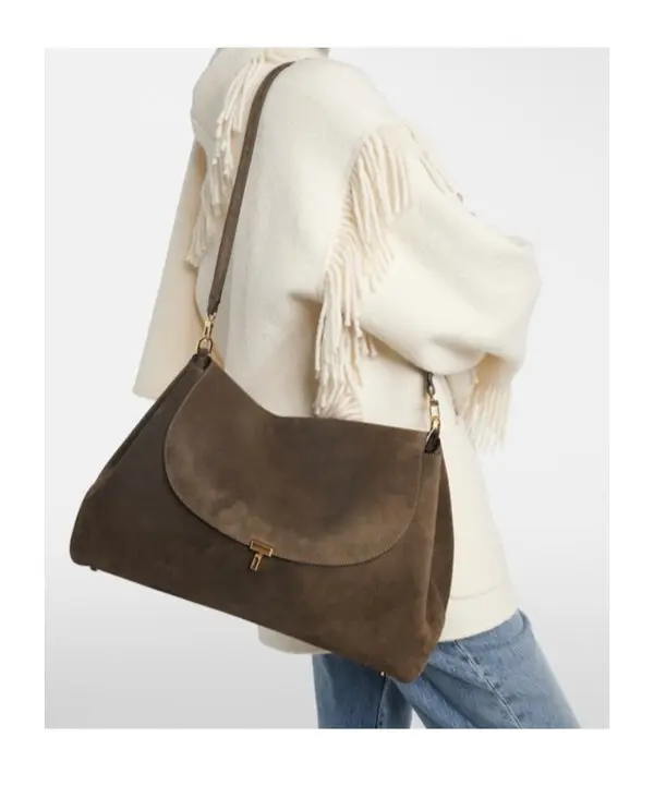 TOTEME T-lock Suede Shoulder Bag