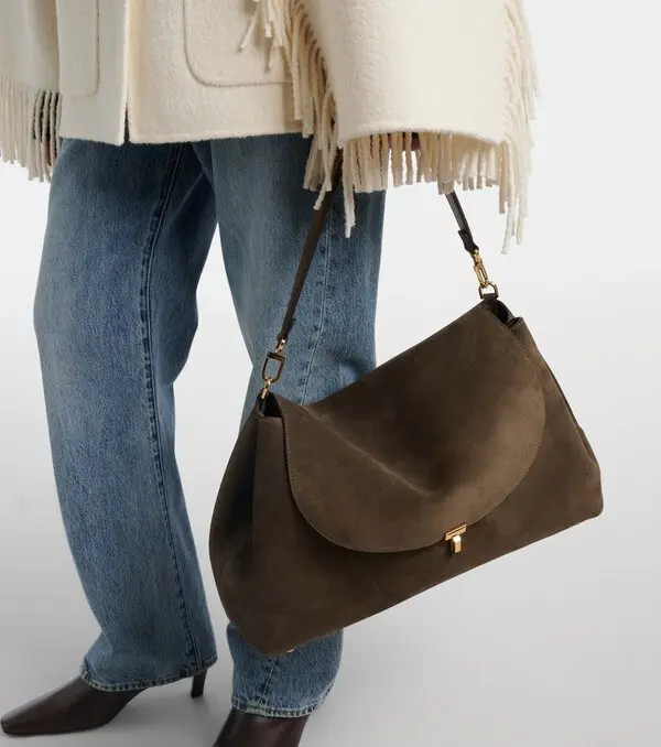 TOTEME T-lock Suede Shoulder Bag