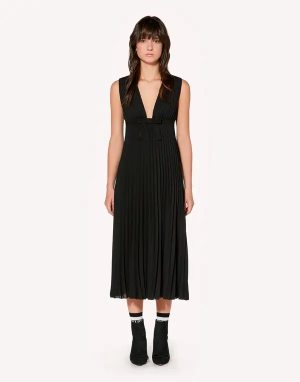 Red Valentino V-neck Pleated Dress