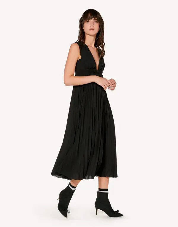 Red Valentino V-neck Pleated Dress