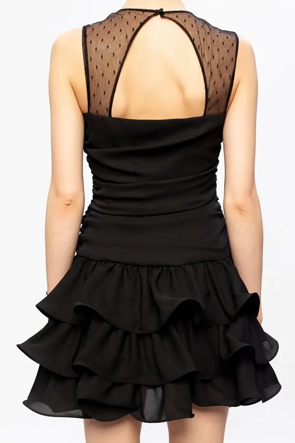Red Valentino Georgette And Point D'esprit Tulle Dress