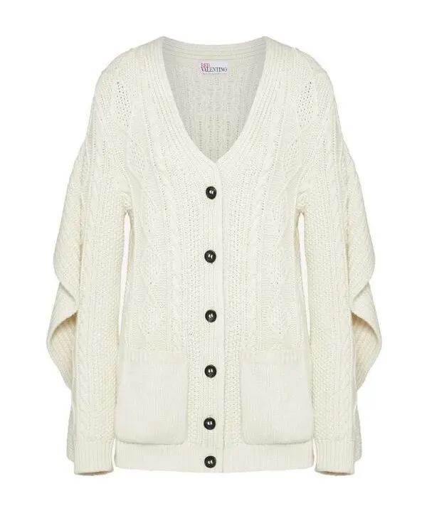 Red Valentino Ruffle Detail Maxi Cardigan