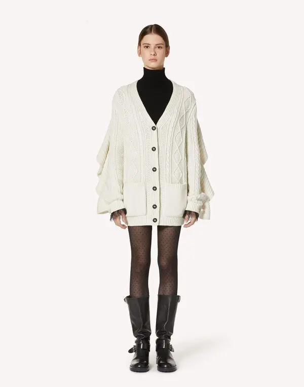 Red Valentino Ruffle Detail Maxi Cardigan