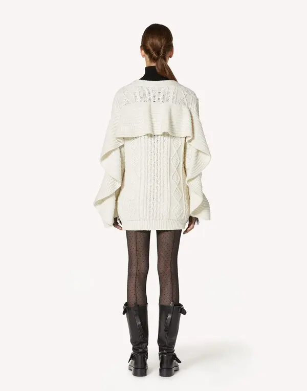 Red Valentino Ruffle Detail Maxi Cardigan