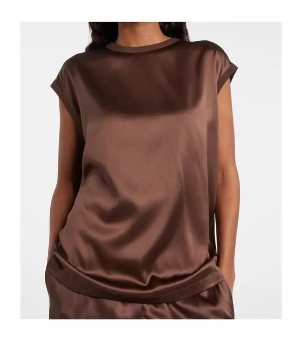 Brunello Cucinelli Silk-blend Satin Top