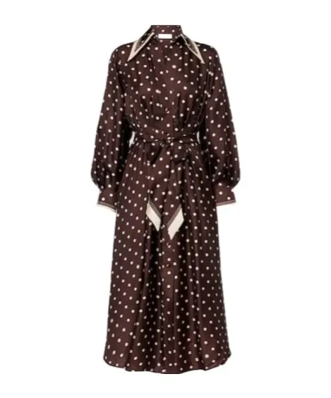 Zimmermann Polka-dot Belted Silk Shirt Dress - Black