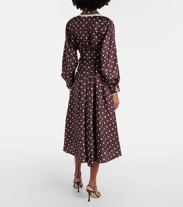 Zimmermann Polka-dot Belted Silk Shirt Dress