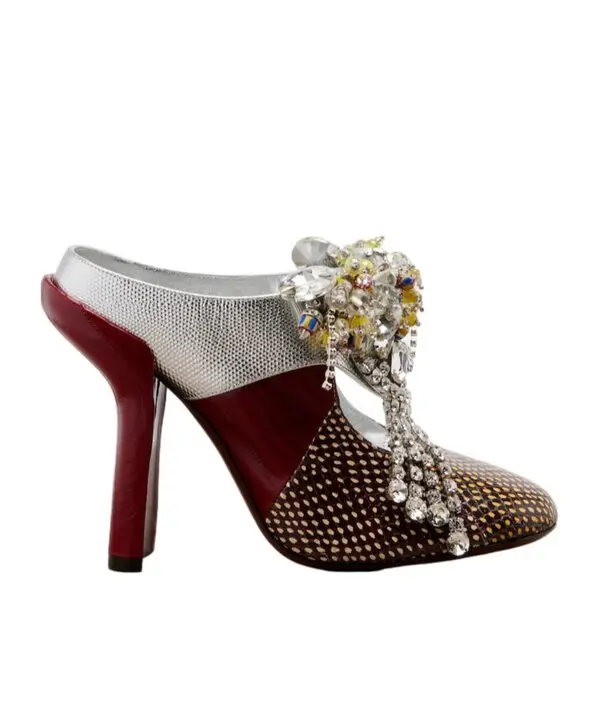 Dries Van Noten Embellished Patchwork Leather Mules