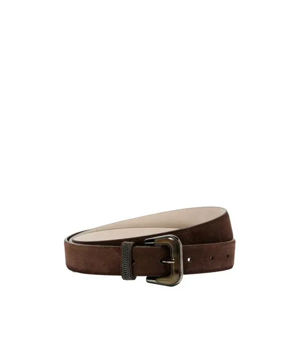 Brunello Cucinelli Monili Suede Belt